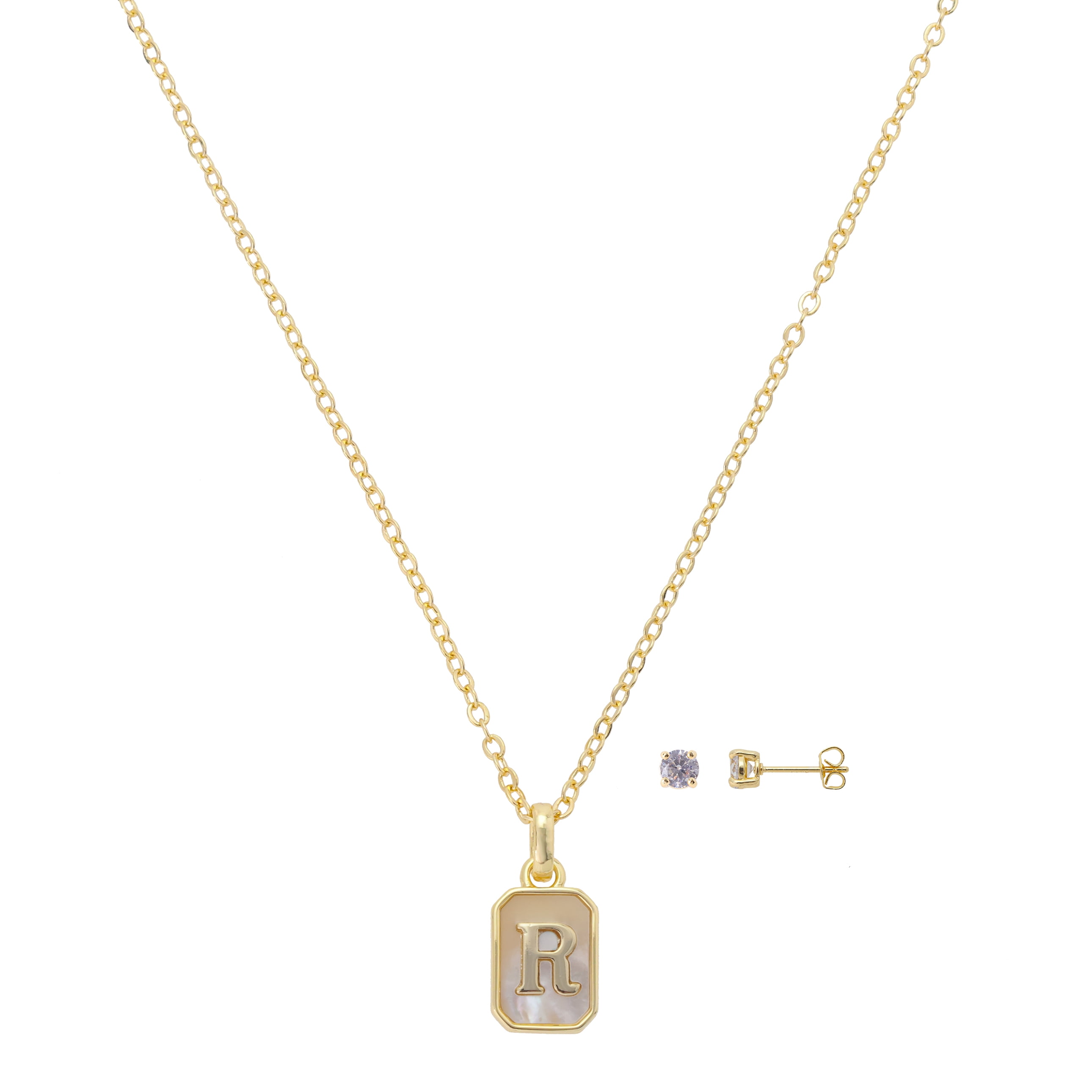 Believe by Brilliance Women's Mother of Pearl Initial R Necklace and ...