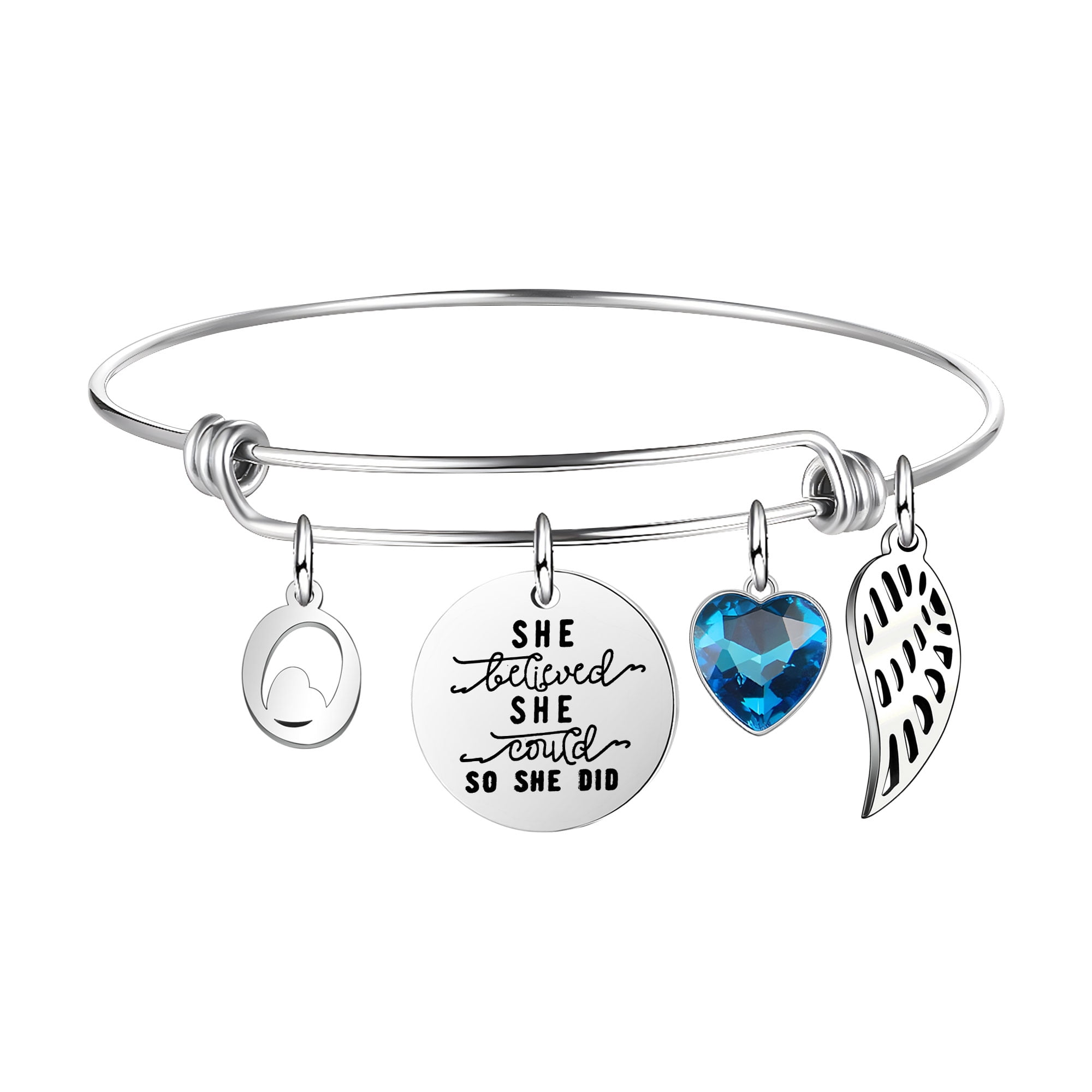 She Believed She Could So She Did Gift Bangle with 26 Letters Bracelet ...
