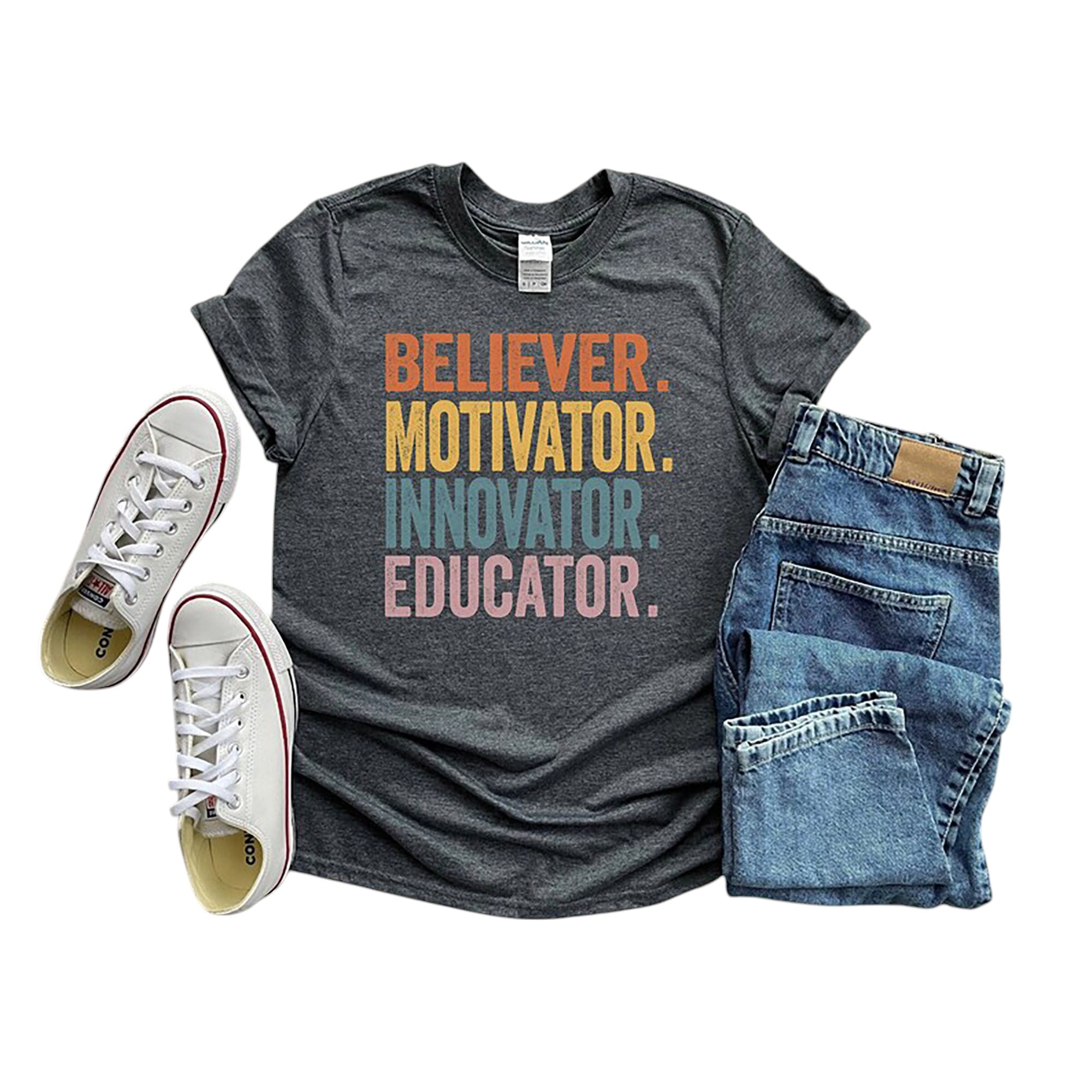 Believer Motivator Innovator Educator Retro Unisex Classic 2D T-Shirt ...