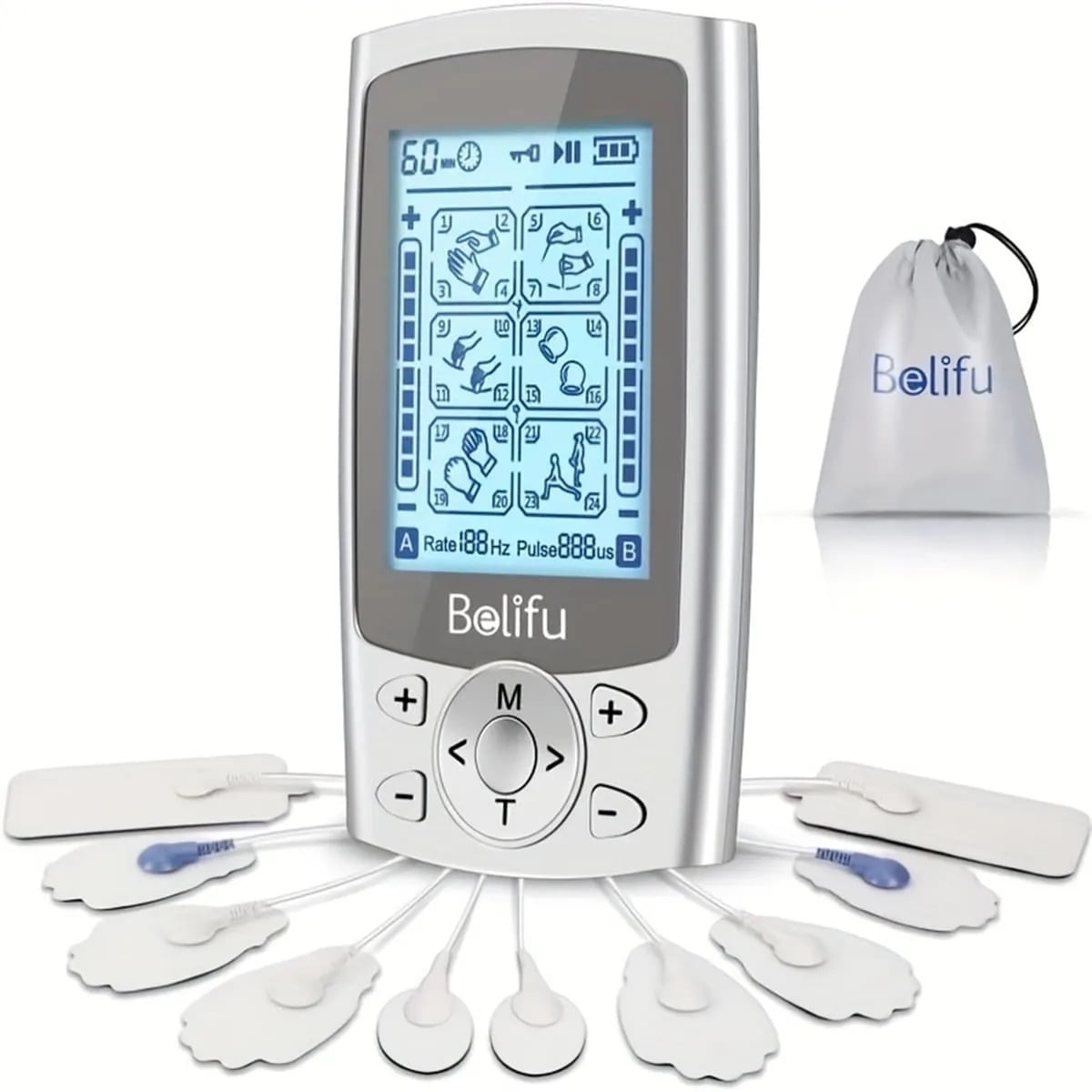 Belifu TENS Unit Rechargeable Muscle Stimulator EMS Dual Channel with ...