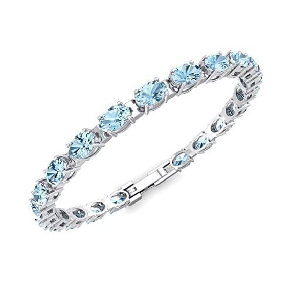 Belinda 6 x 4 mm Oval Cut 10.77 CTW Swiss Blue Topaz Tennis Bracelet ...