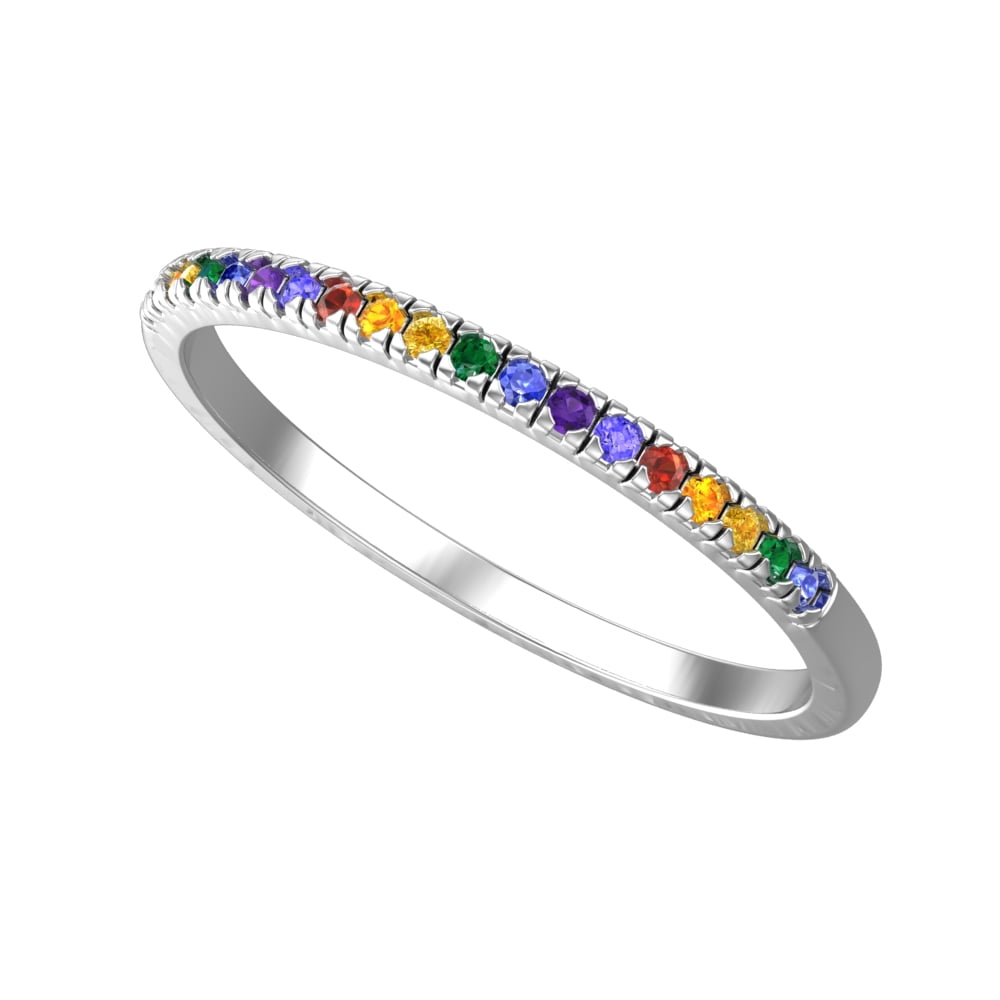 Belinda Jewelz Solid Sterling Silver Pride Rainbow Delicate Band Ring ...