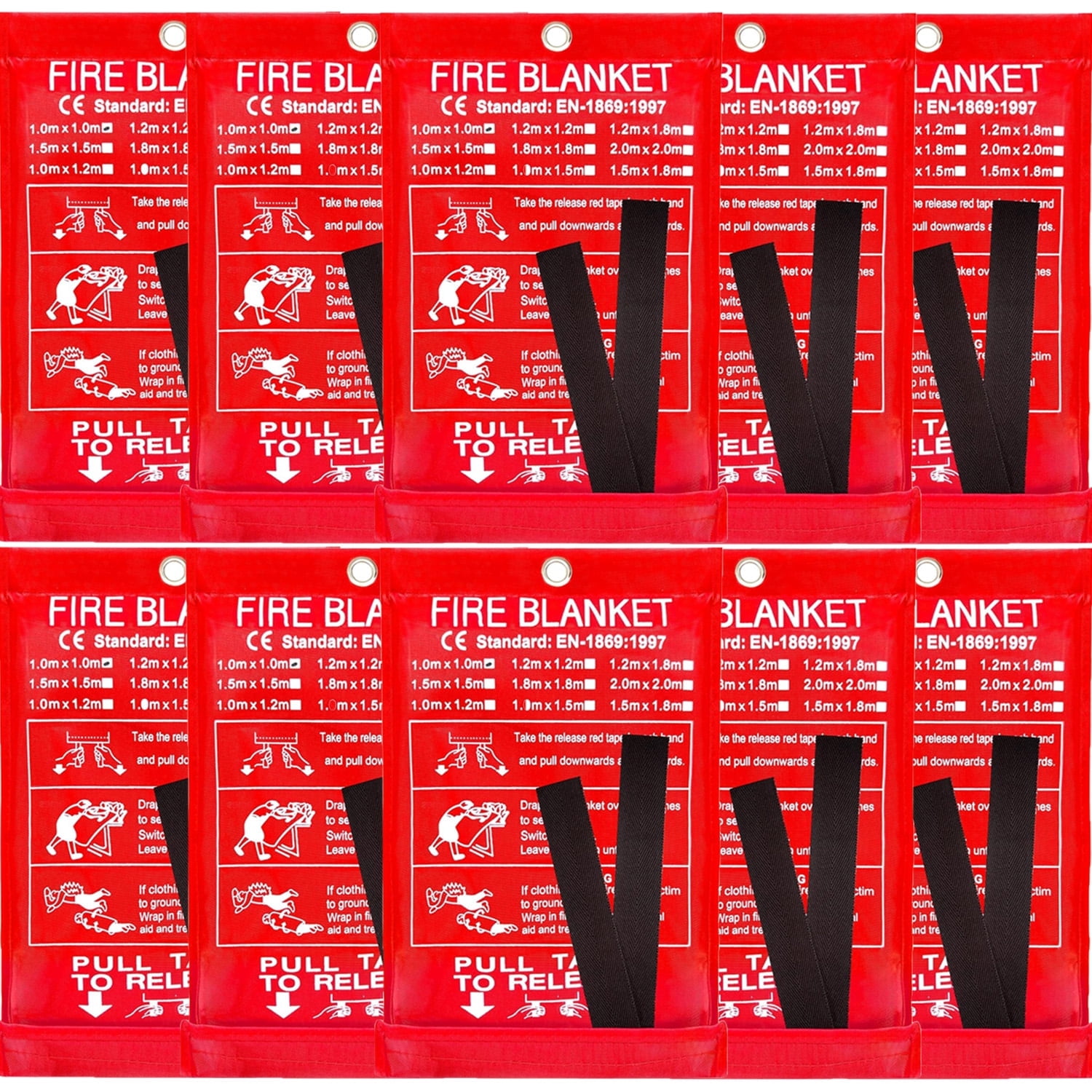 Belita Amy Fire Blanket, 10 Pack, Fiberglass Fireproof Survival ...