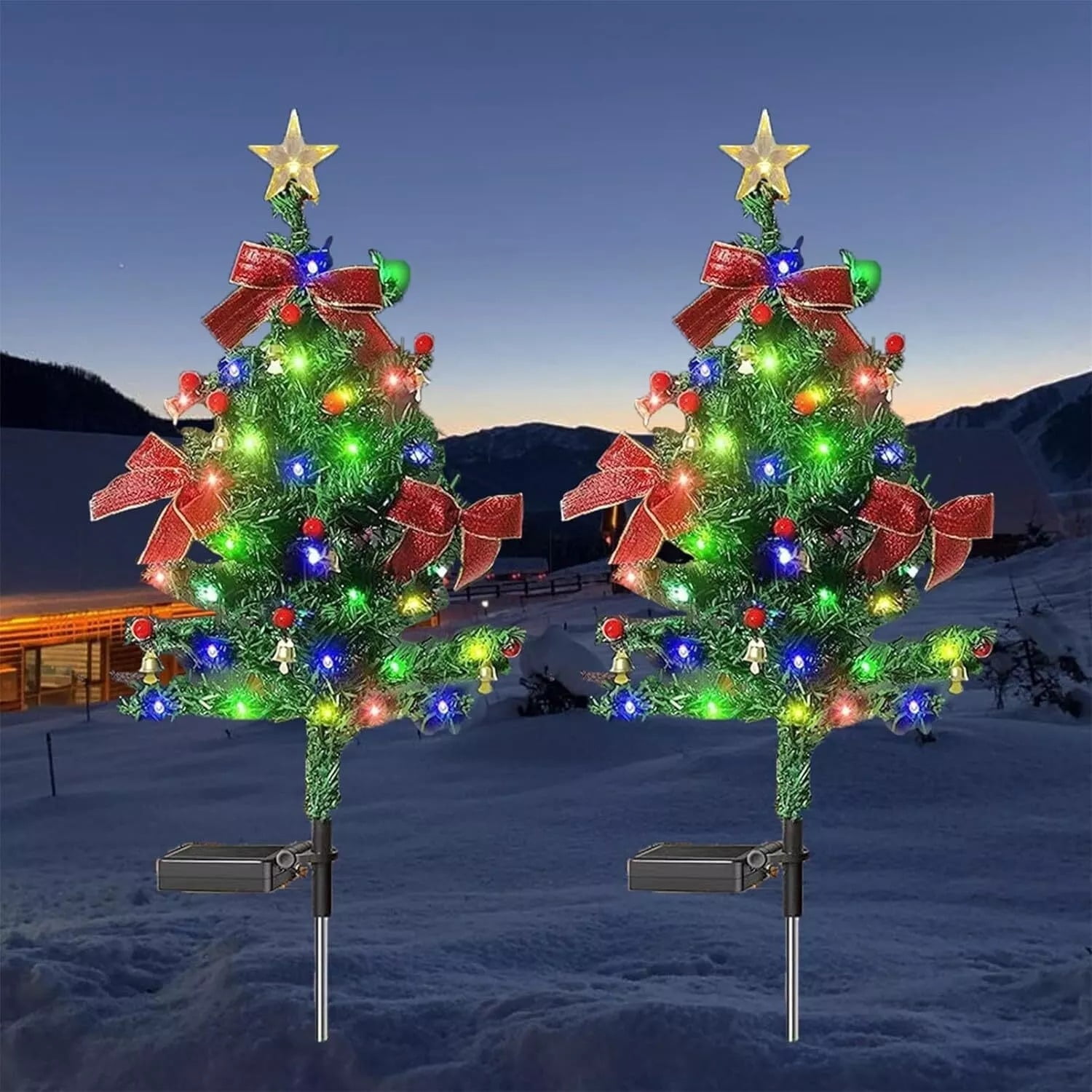 Belita Amy 2 Pack Solar Powered Christmas Tree Lights, Outdoor Holiday ...