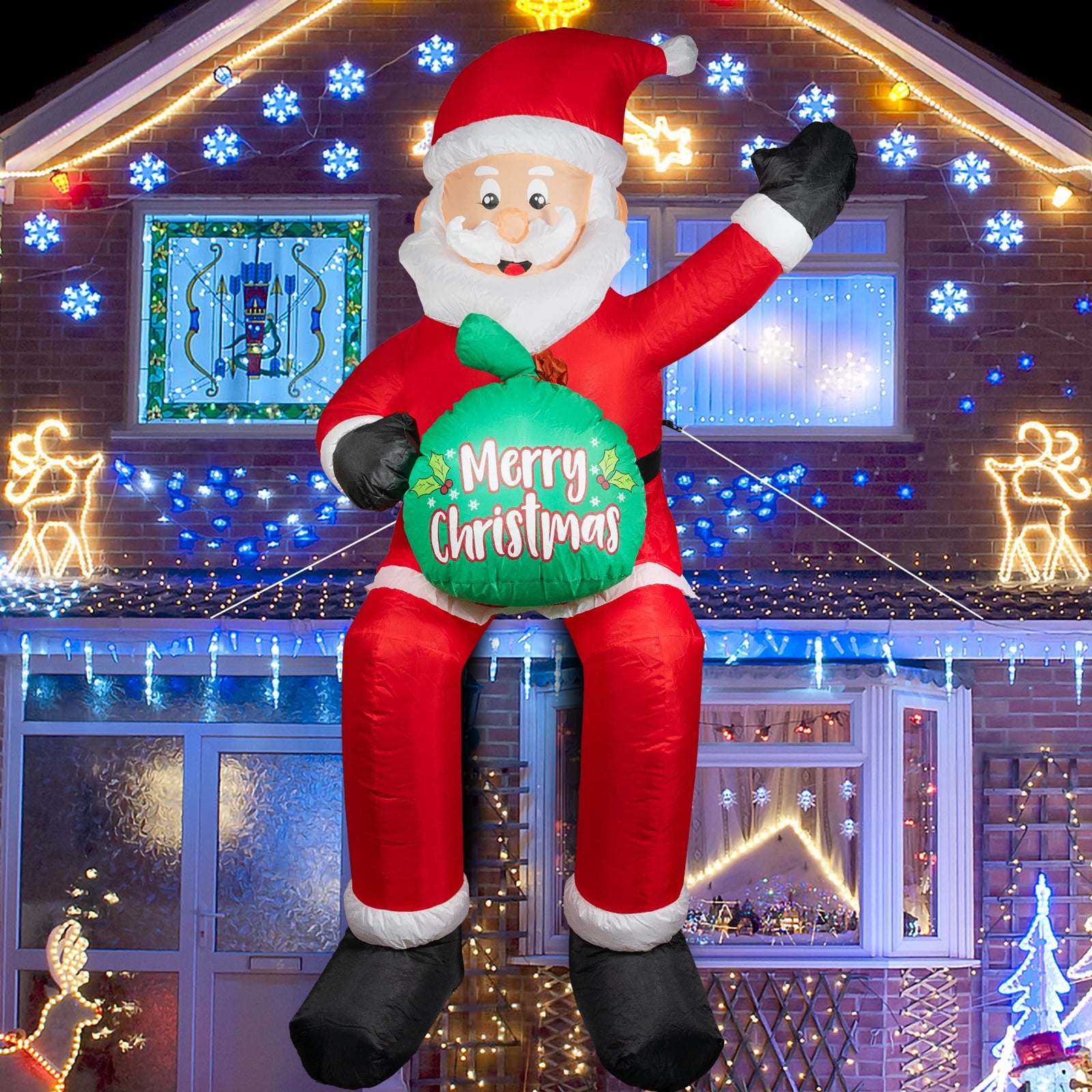 Belita Amy 6ft Christmas Inflatable Climbing Santa with LED Lights ...