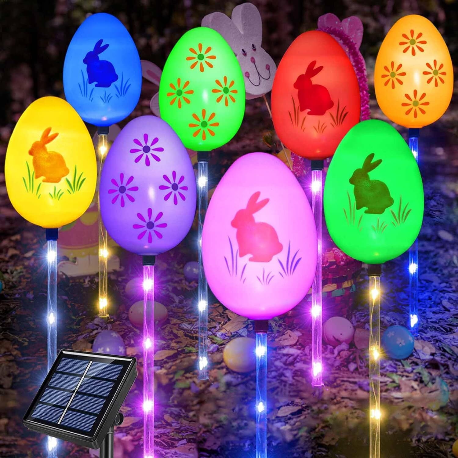 Belita Amy 8 Pack Solar Easter Egg Stake Lights with Color-Changing LED ...