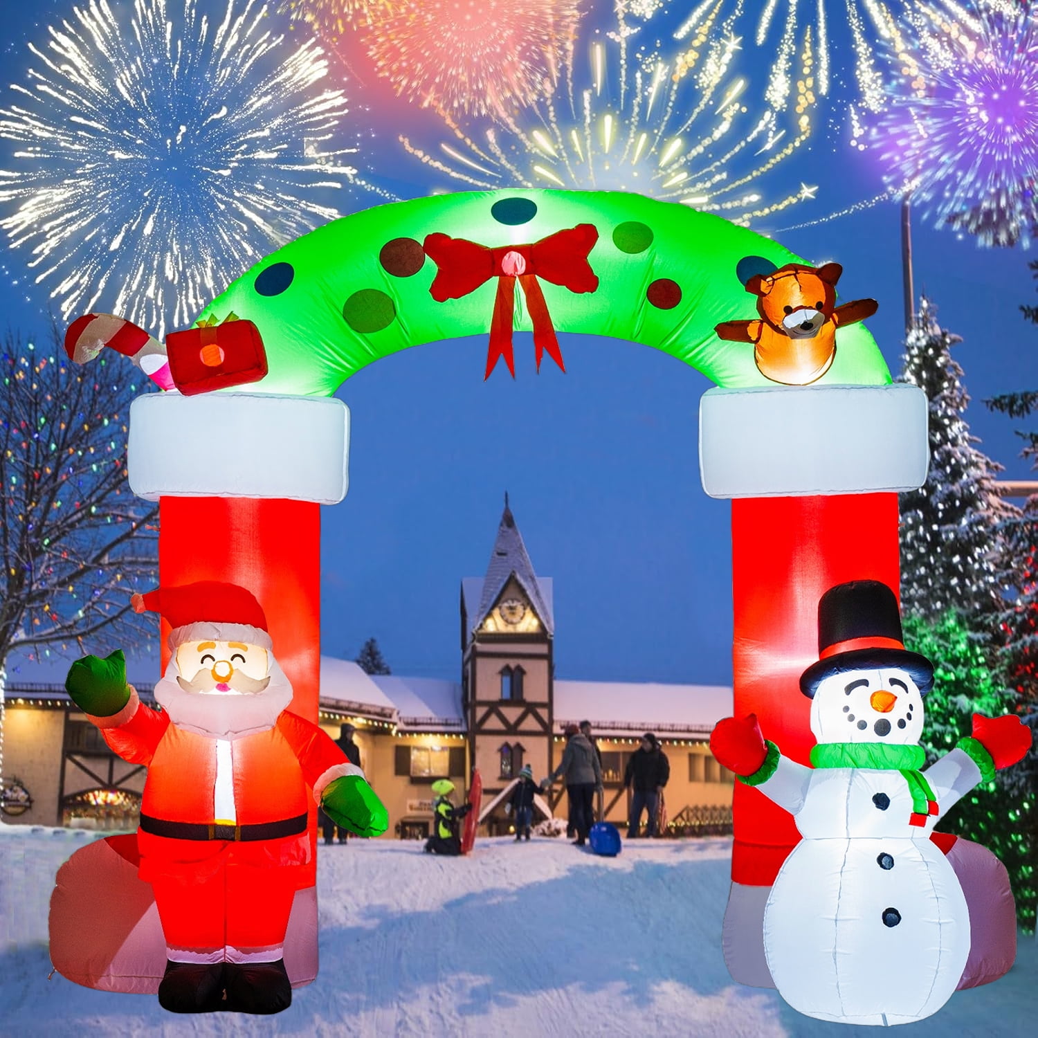 Belita Amy 8FT Christmas Inflatable Archway with Santa Claus & Snowman ...