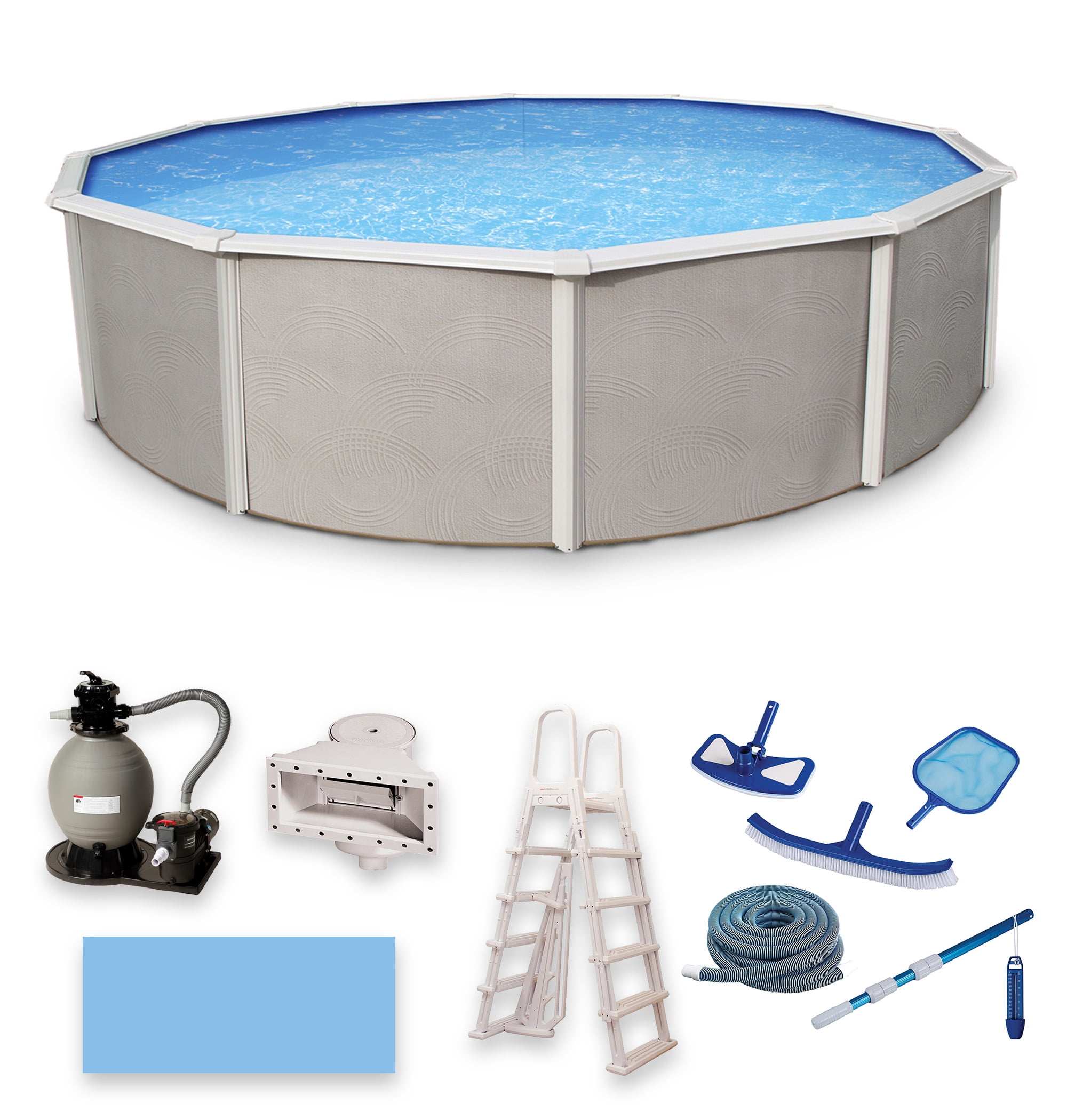 Belize 15-ft Round Metal Frame Pool with 52-in Depth, 6-in Top Rail ...
