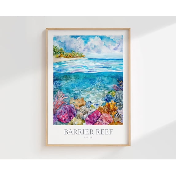 Belize Barrier Reef Poster Home Decor Travel Poster, Stretched Size ...