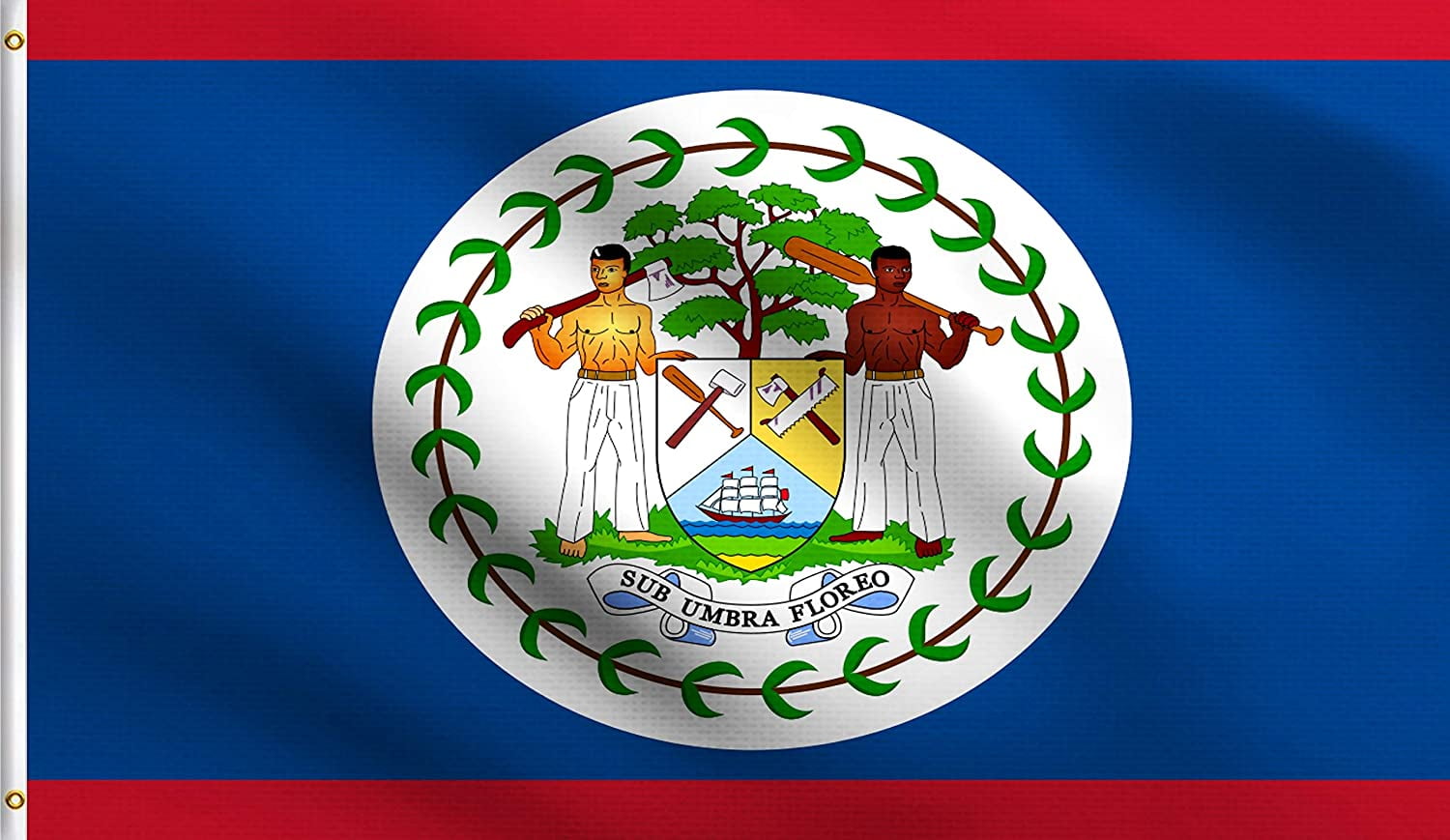 Belize Belizean Coat of Arms on a Blue Field Flag 2X3 ft ,100% ...