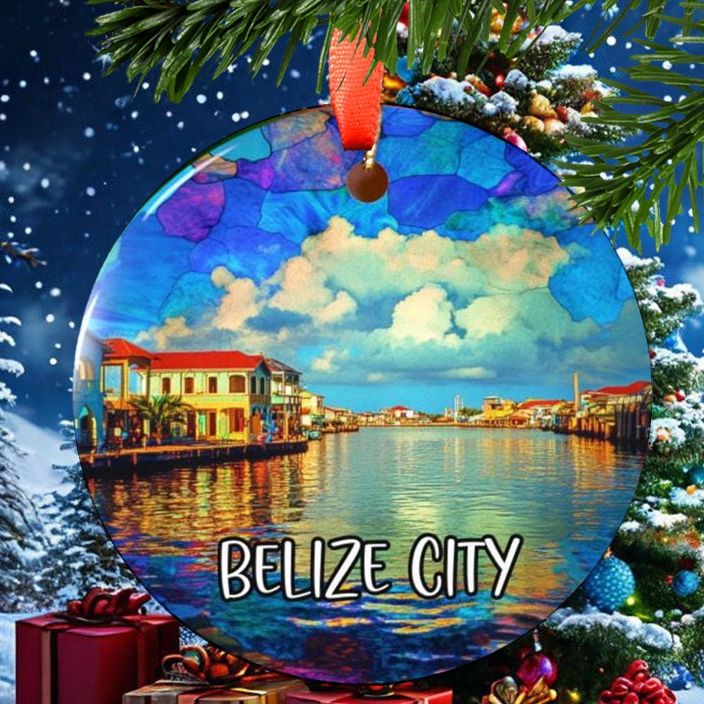 Belize City Christmas Ornament, Ceramic, Acrylic - Vacation Souvenir ...
