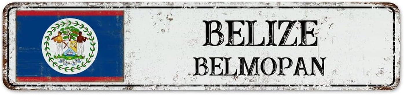 Belize Flag City Street 4"x16" Metal Signs Restaurants Entryway Fence ...