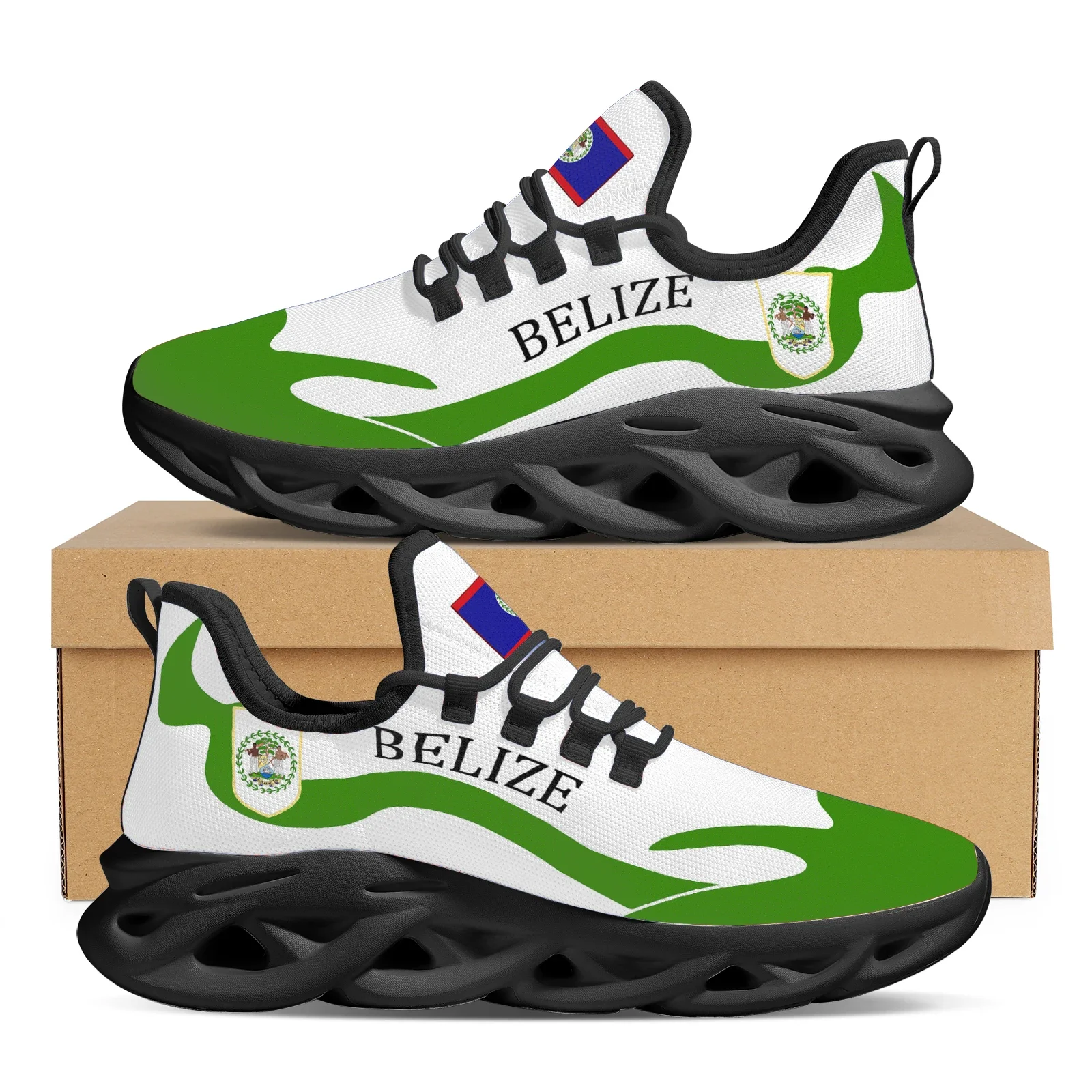 Belize Flag Design Platform Shoes Green Mahogany Tree National Emblem ...