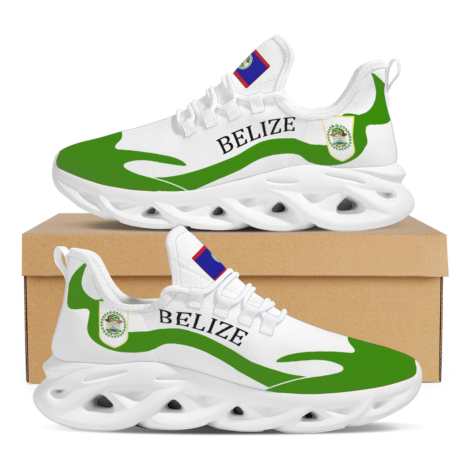 Belize Flag Design Platform Shoes Green Mahogany Tree National Emblem ...