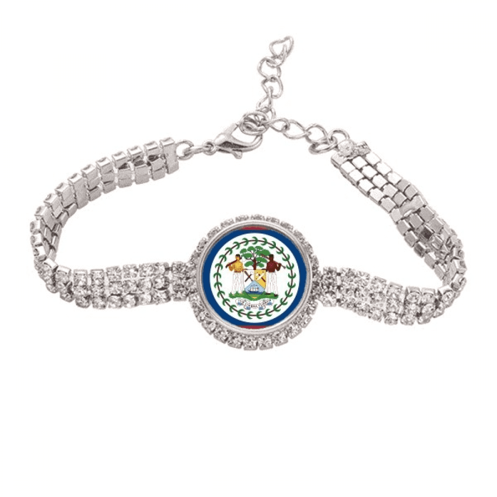 Belize Flag North America Country Tennis Chain Anklet Bracelet Diamond ...