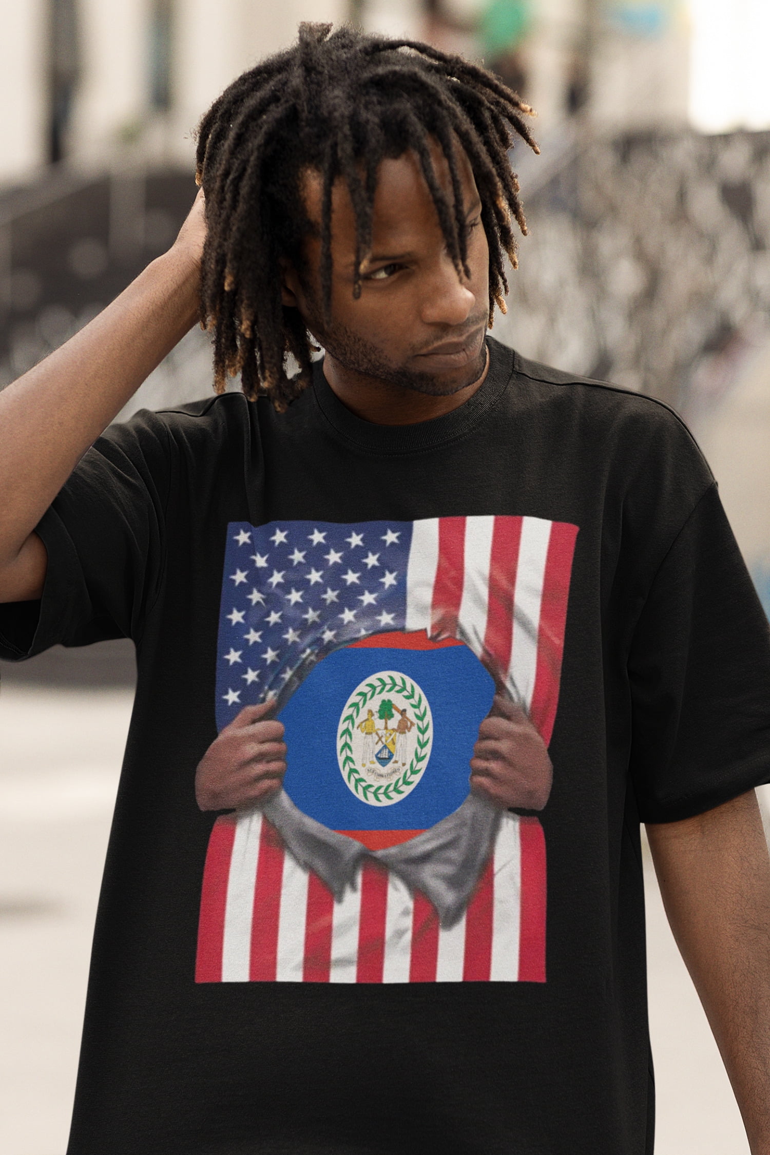 Belize Flag + USA Flag Pride T-shirt | Belizean + American Flag Rip 4th ...