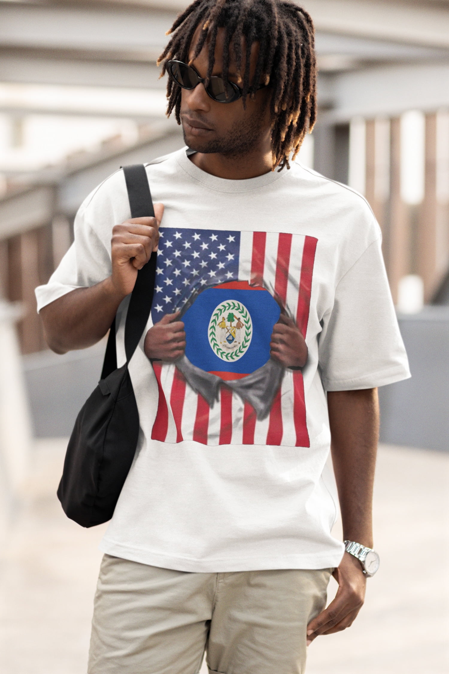 Belize Flag + USA Flag Pride T-shirt | Belizean + American Flag Rip 4th ...