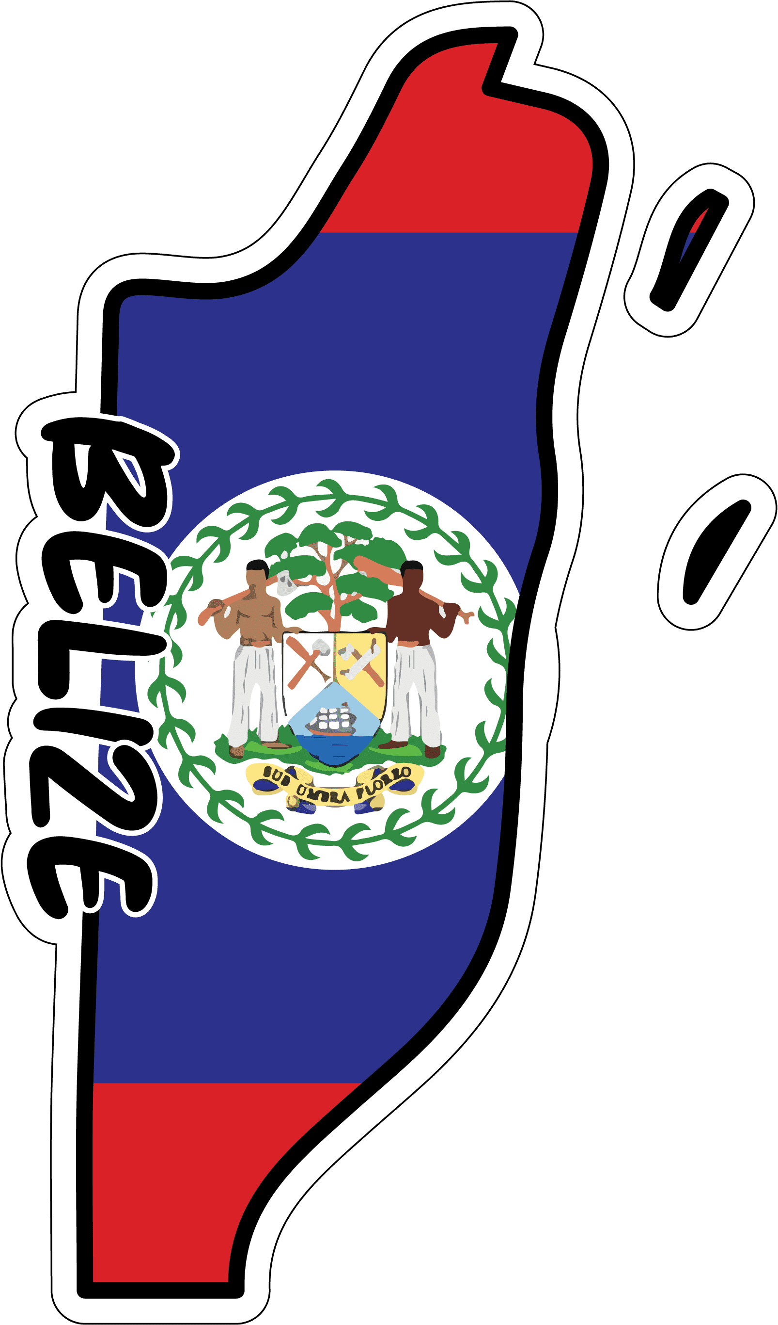 Belize Map Flag Sticker Decal / Belmopan / Sub umbra floreo / Belizean ...