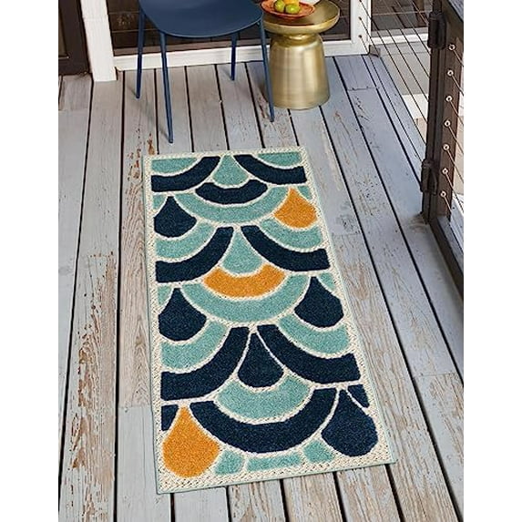 Belize Outdoor Collection Area Rug - Dangriga (2' x 8' Runner, Blue ...