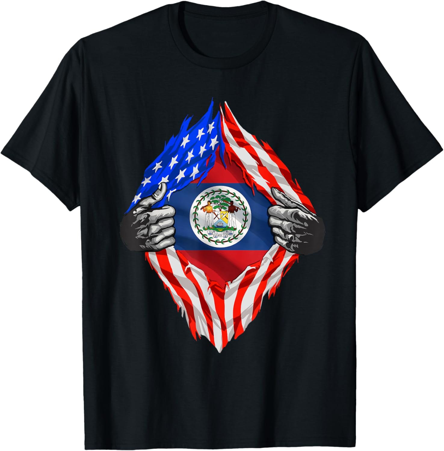 Belize Shirt Super American Belizean Flag Belizean Roots T-Shirt Casual ...