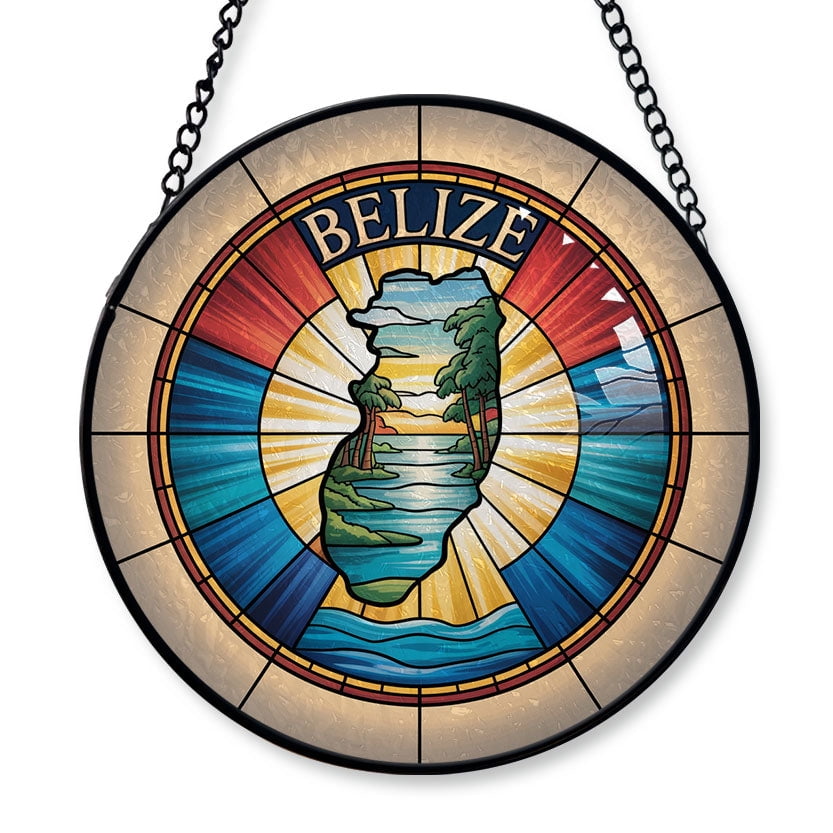 Belize Travel Decor Suncatcher Stained Glass Window Hanging, Gift for ...