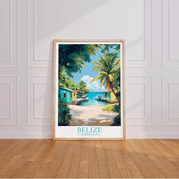 Belize Travel Poster Caribbean Wall Art Belize Print Art Home Decor ...