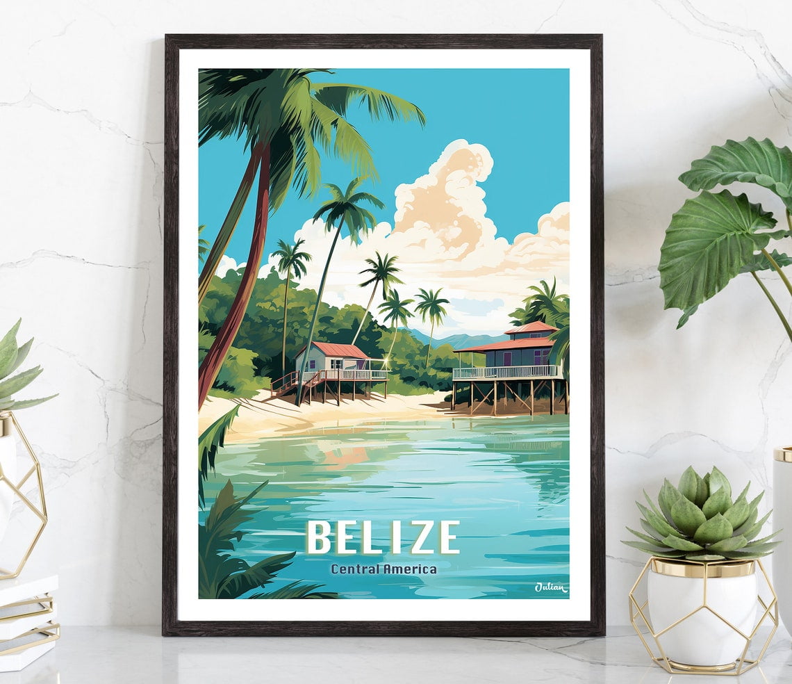 Belize, Travel Print, Modern Wall Art Home Decor #967, 16x24 UNFRAMED ...