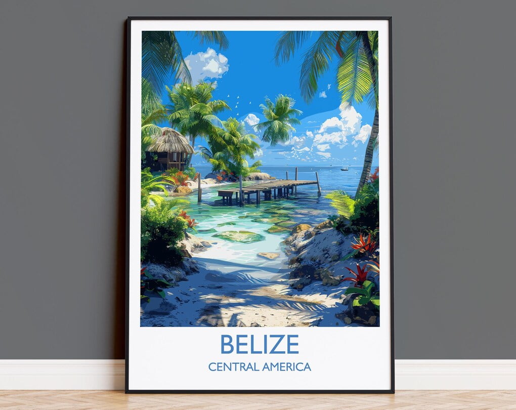 Belize Travel Print, Travel Poster Of Belize, Central America Poster ...