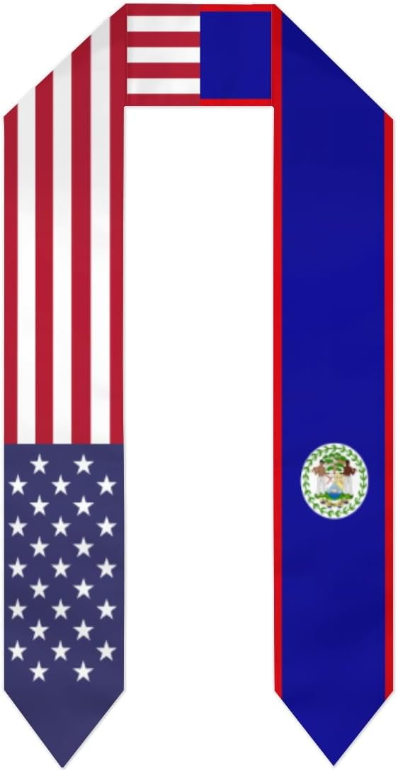 Belize & USA United States Flag Graduation Stole International Student ...