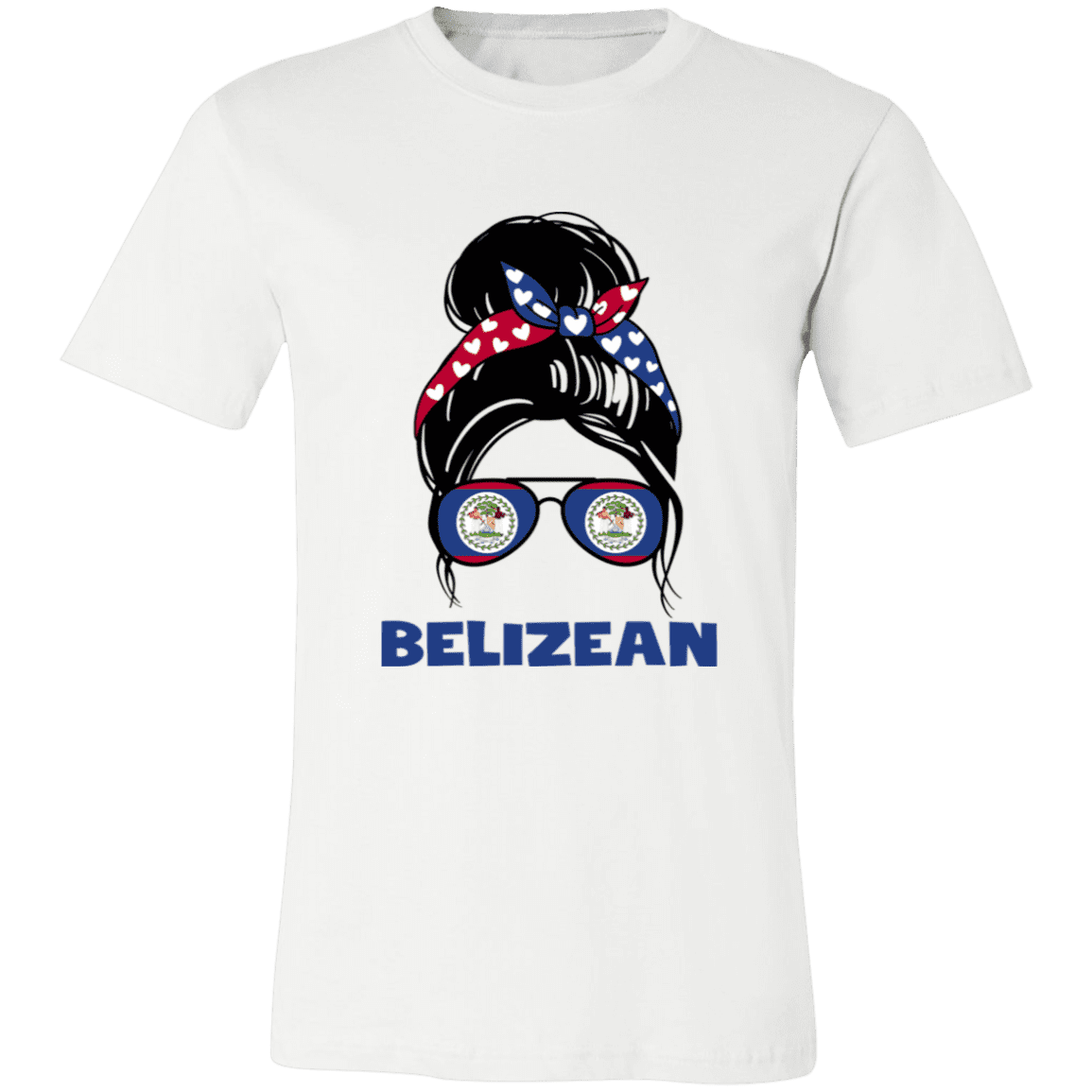 Belizean Belize Flag Woman Hair Bun T-Shirt Belize Pride Sunglasses ...