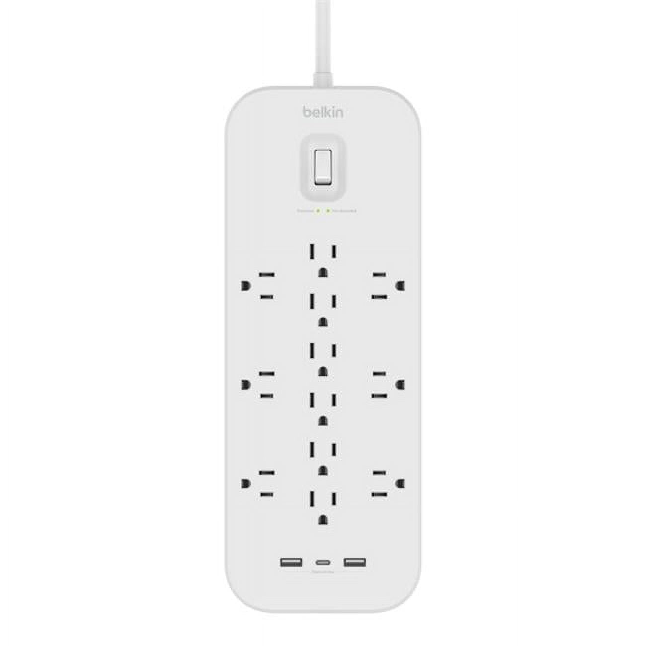 Belkin 12-Outlet Surge Protector Power Strip w/ 12 AC Outlets, 1 USB-C ...