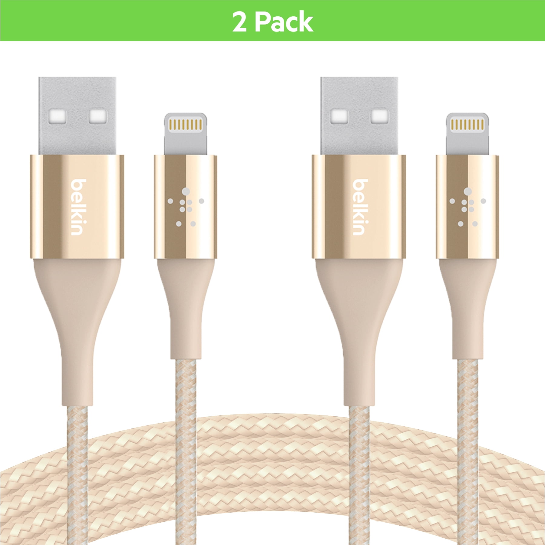 Belkin 2 Pack 4ft. DuraTek Lightning to USB-A 4ft Cable, Gold - Walmart.com
