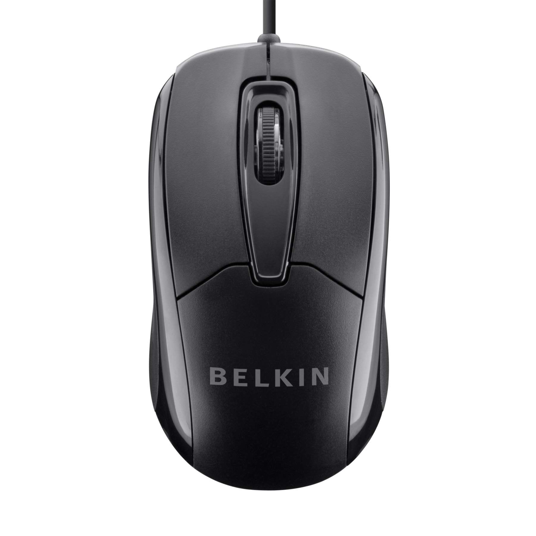 Belkin 3-Button Wired Computer Mouse - Ambidextrous, Ergonomic Mouse ...