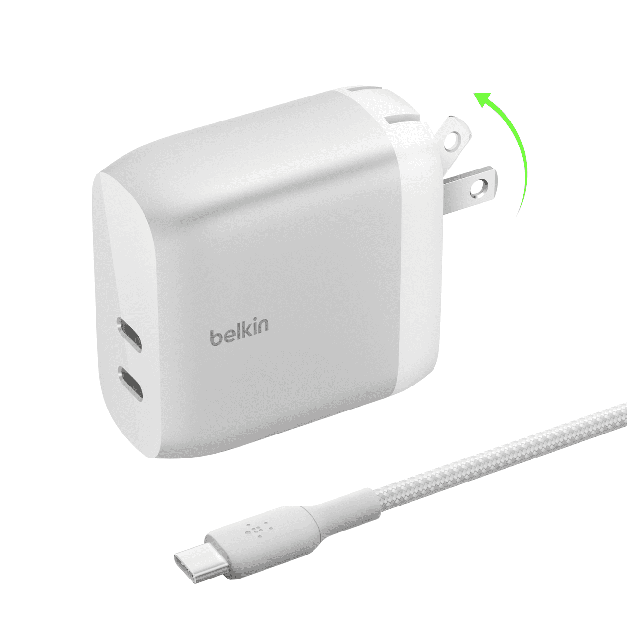 Belkin 40W Fast-charge Dual USB-C Wall Charger, USB Type C Cable ...