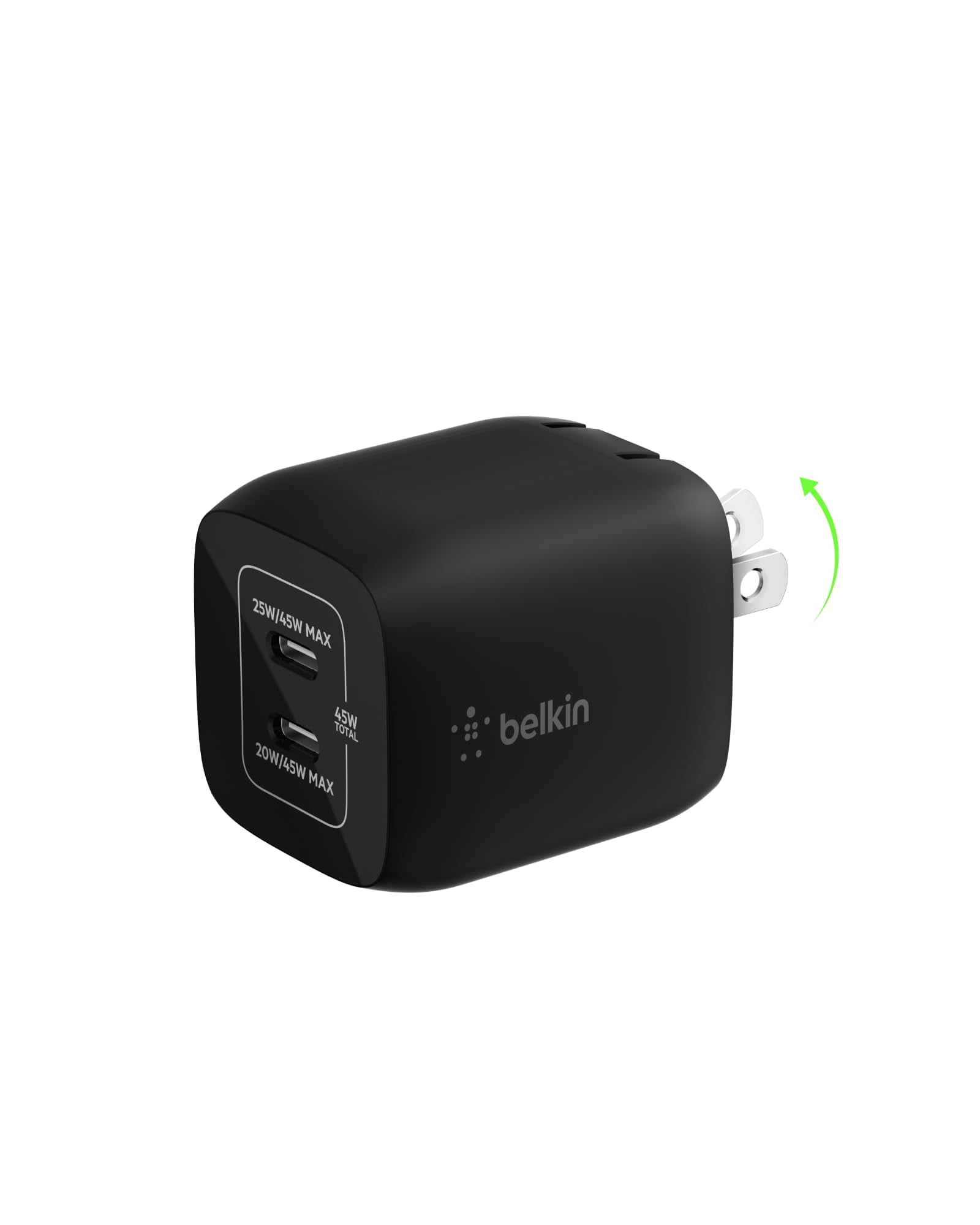 Belkin 45W Dual USB C Charger Block, PD3.0 w/ GaN - Super Fast Charging ...