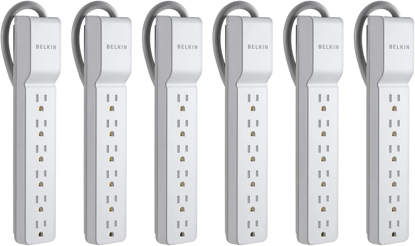 Belkin 6 Outlet Home and Office Power Strip Surge Protector with 6ft ...