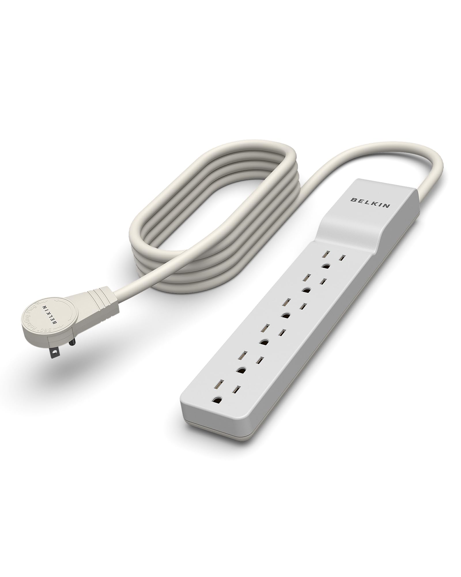Belkin 6-Outlet Surge Protector Power Strip, 6ft Cord, 360° Rotating ...