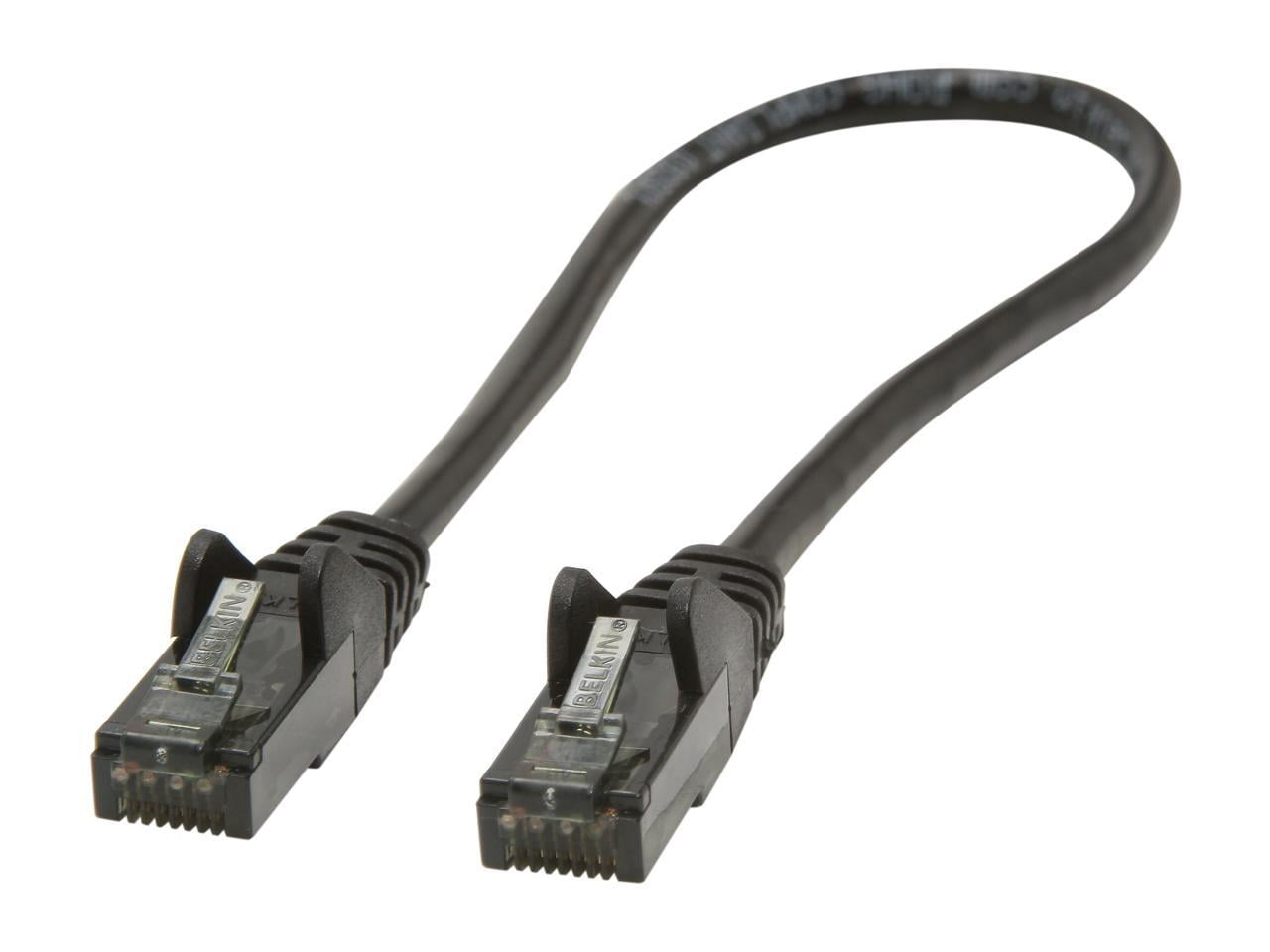 Belkin A3L980-01-BLK-S 1 ft. Cat 6 Black Patch Cable CAT6 Snagless RJ ...