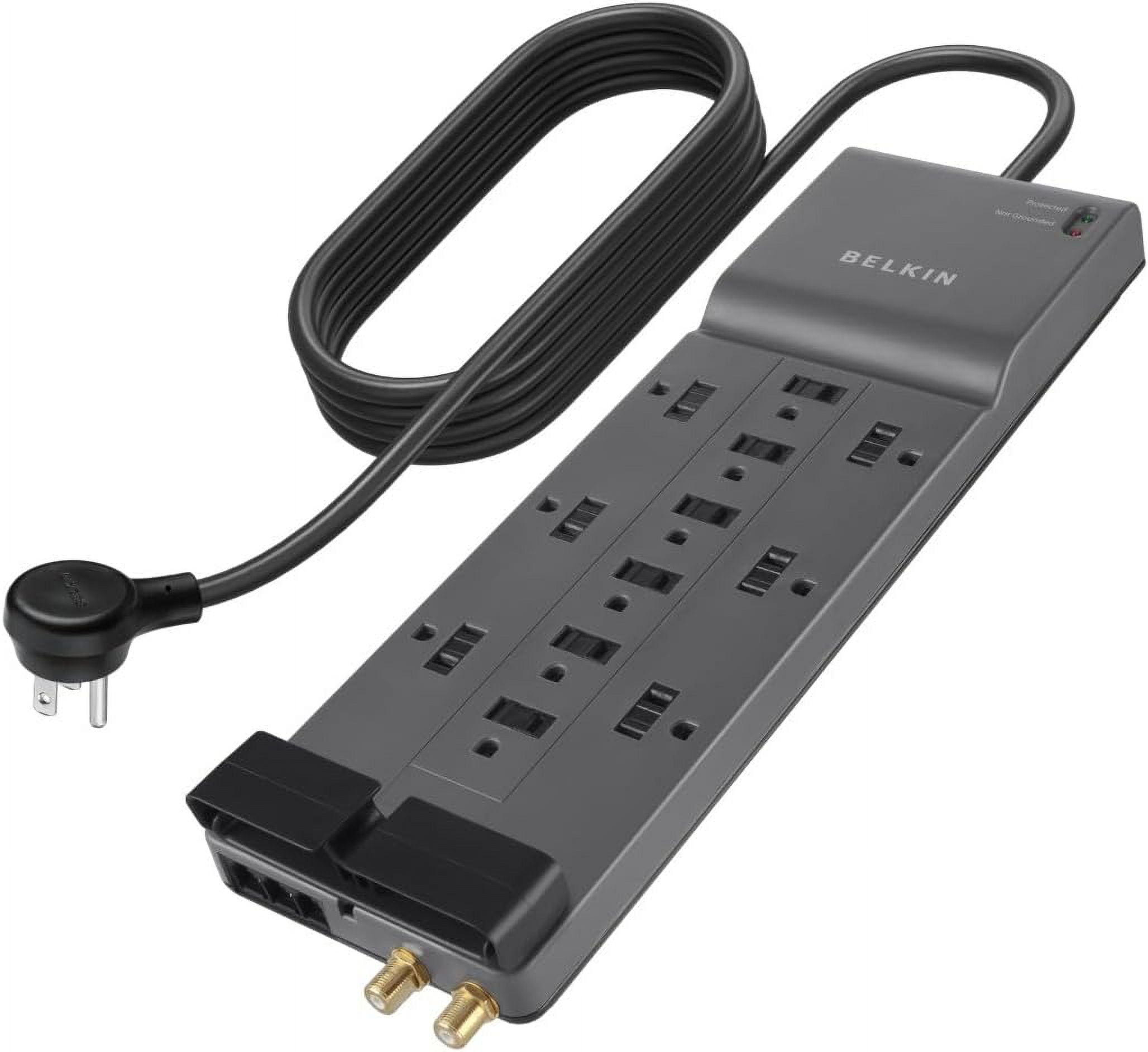 Belkin Power Strip 12-Outlet Surge Protector with Desk Phone Jack, 8ft ...