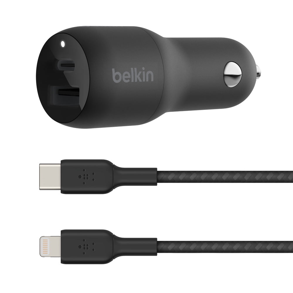 Belkin BOOSTCHARGE 30W USB C & USB A Car Charger + USB C to Lightning ...
