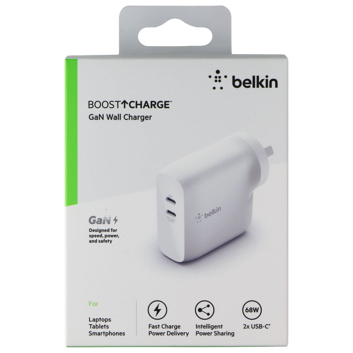 Belkin BoostCharge 68W Dual Port (USB-C) GaN Wall Charger (AU Plug ...