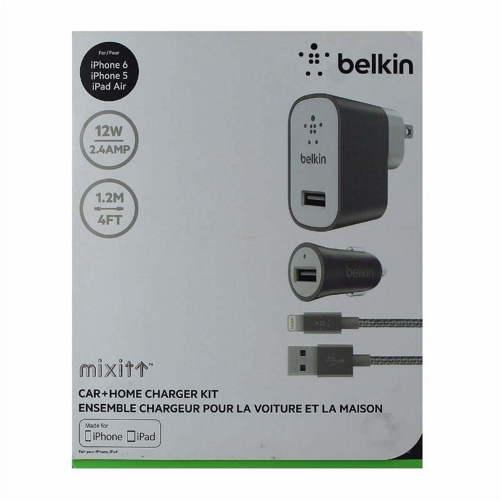 Belkin Mixit Car and Home Charger Kit with 4ft Braided for iPhones ...