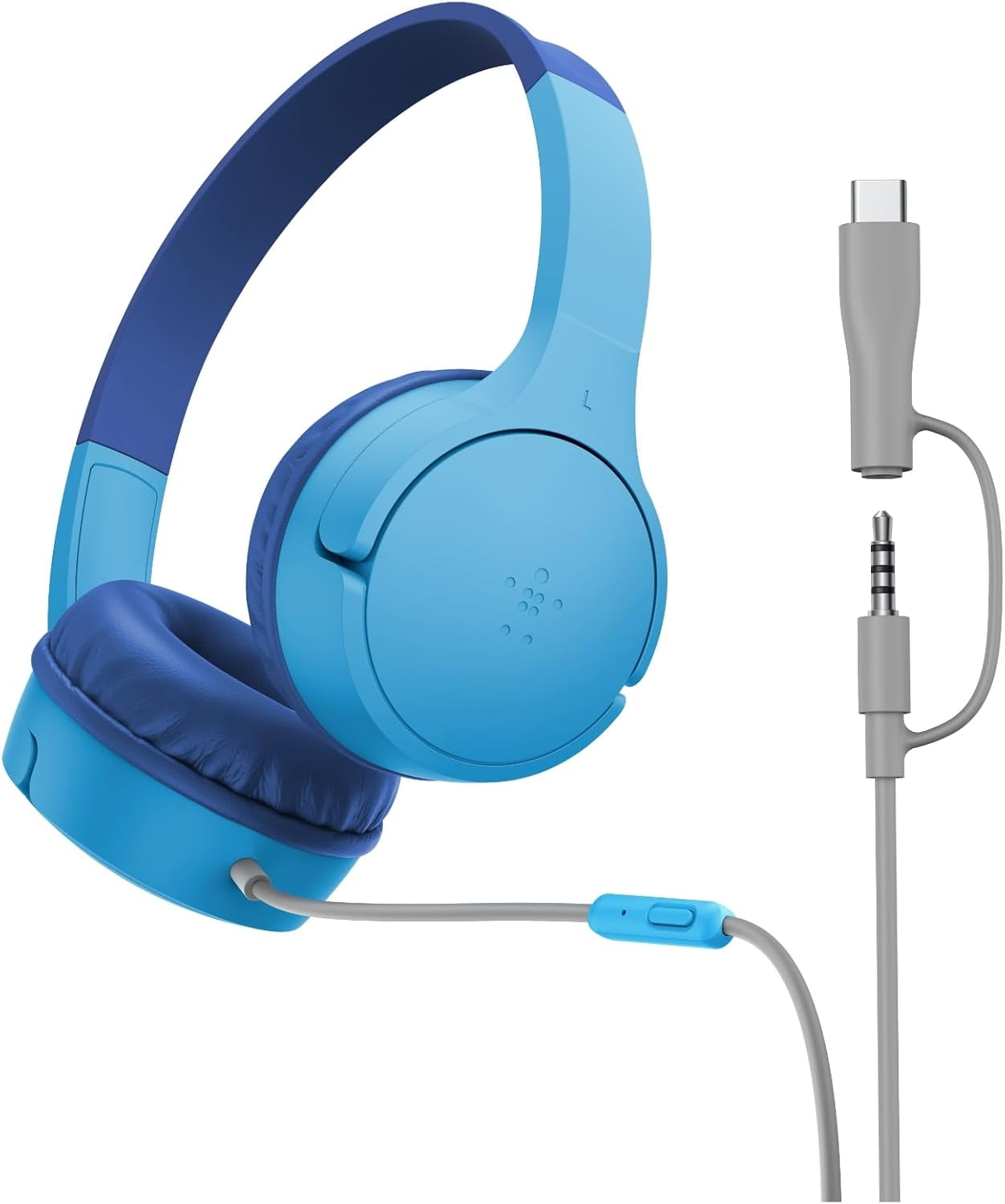 Belkin SoundForm Mini Kids Wired Headphones w/USB C to 3.5mm Dongle ...
