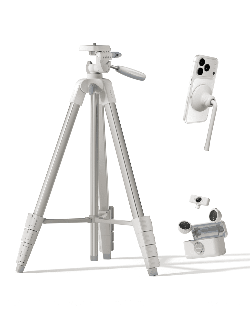 Belkin Stage Creator Kit w/ Tripod Stand, Magnetic Phone Mount, Dual ...