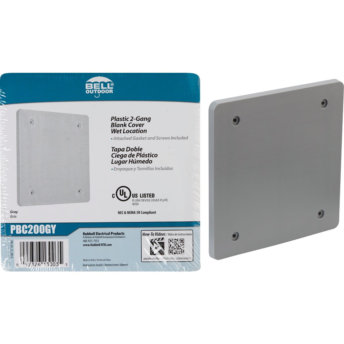 Bell 2-Gang Blank Square Polycarbonate Gray Weatherproof Outdoor Box ...