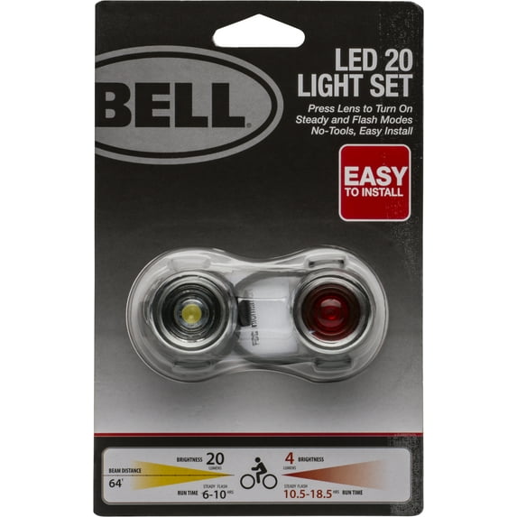 Bell LED 20 Lumen Bicycle Light Set, 2-Piece, Universal Fit, Front and ...