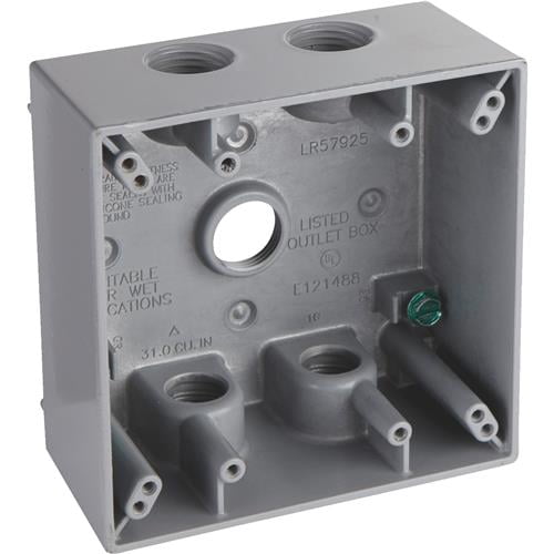 Bell Aluminum Weatherproof Outdoor Outlet Box 2G WH WP (5) 1/2 OUT ...