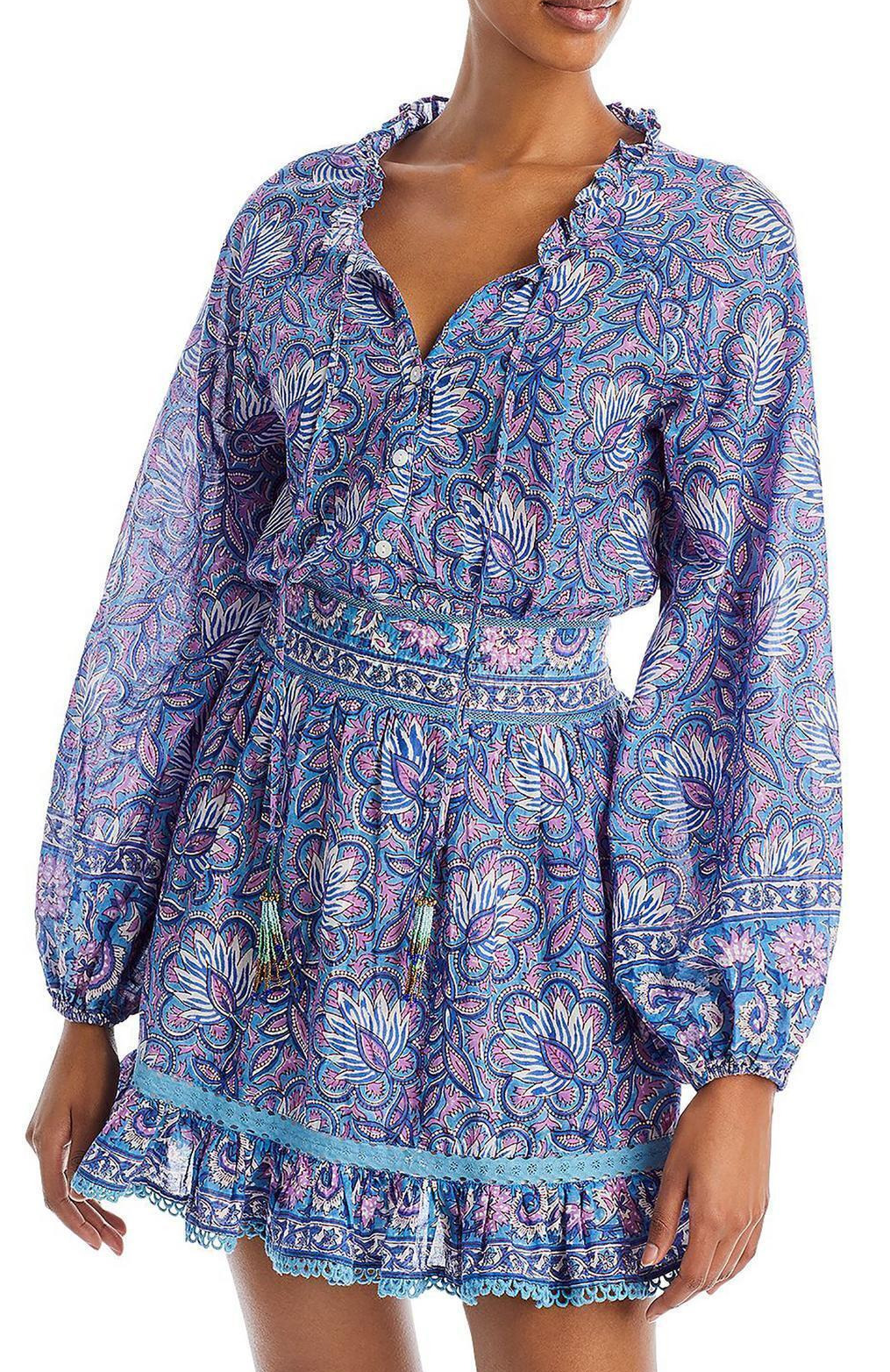 Bell BLUE MULTI Women's Grace Printed Short Mini Dress, US Large ...