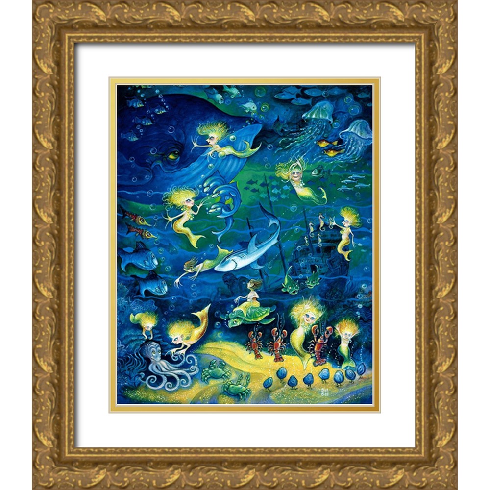 Bell, Bill 12x14 Gold Ornate Wood Framed with Double Matting Museum Art ...