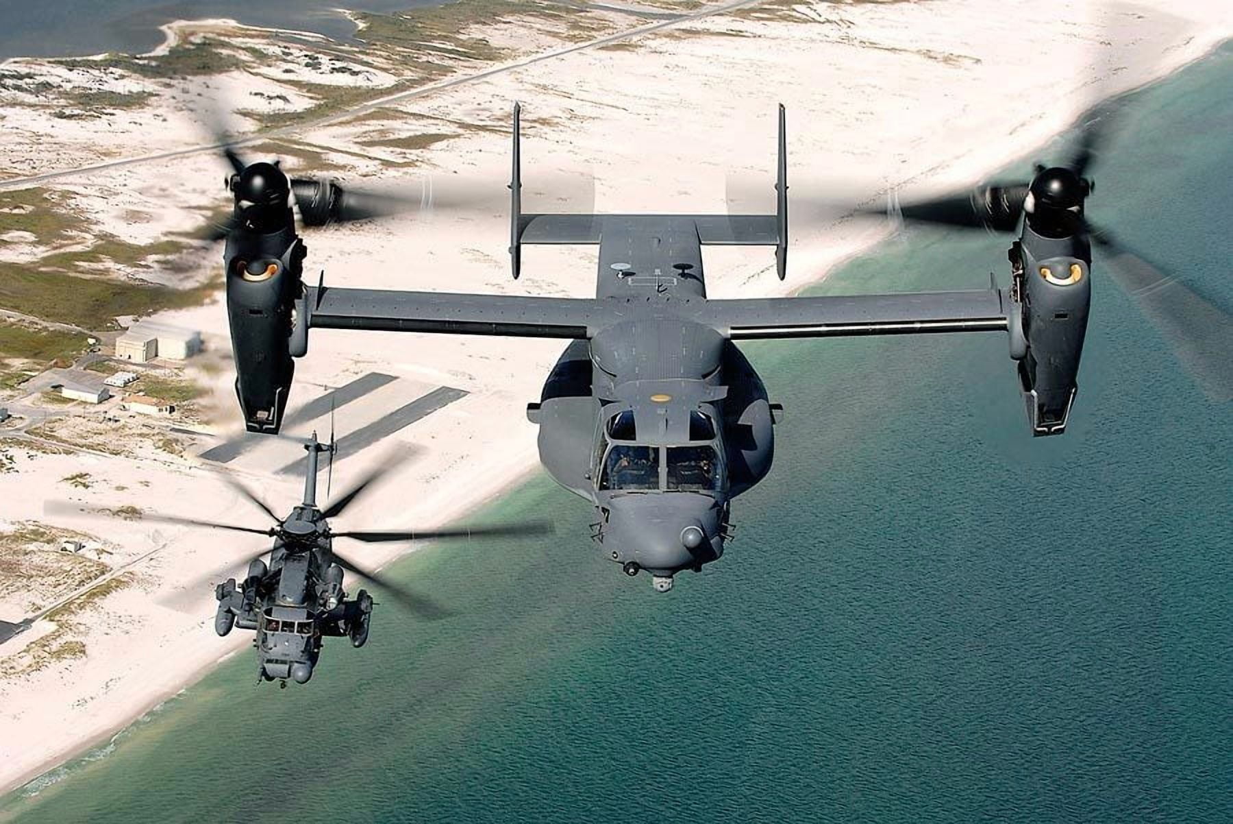 Bell Boeing V-22 and Sikorsky MH-53 Helicopter Style - A - 12x18 Inch Laminated Aviation Poster ...